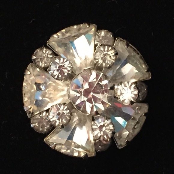 Unknown | Jewelry | Vintage Estate Retro Round Rhinestone Pin Brooch ...